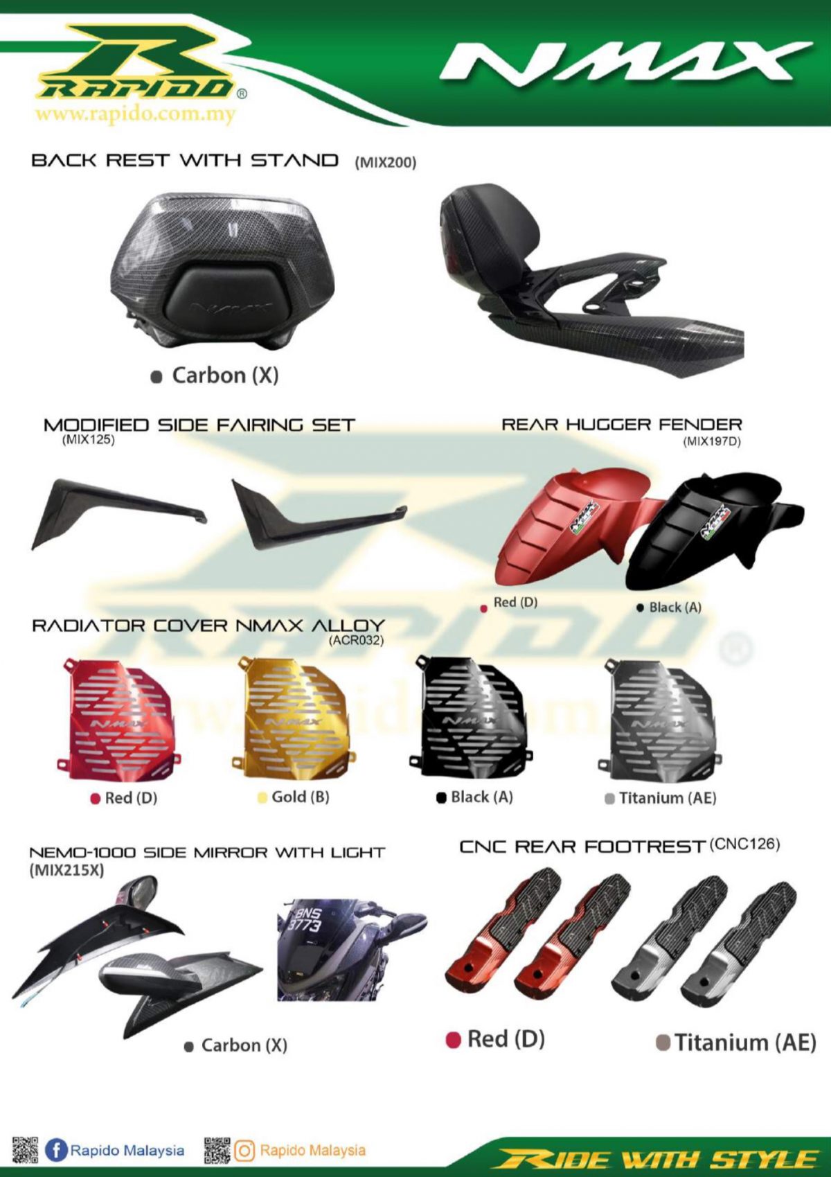 Back Rest with Stand - Yamaha NMAX - Rapido