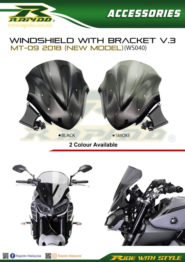 Windshield - Yamaha MT-09 (With Bracket) - Rapido
