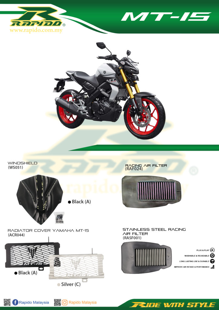 Stainless Steel Radiator Cover - Yamaha MT-15 - Rapido
